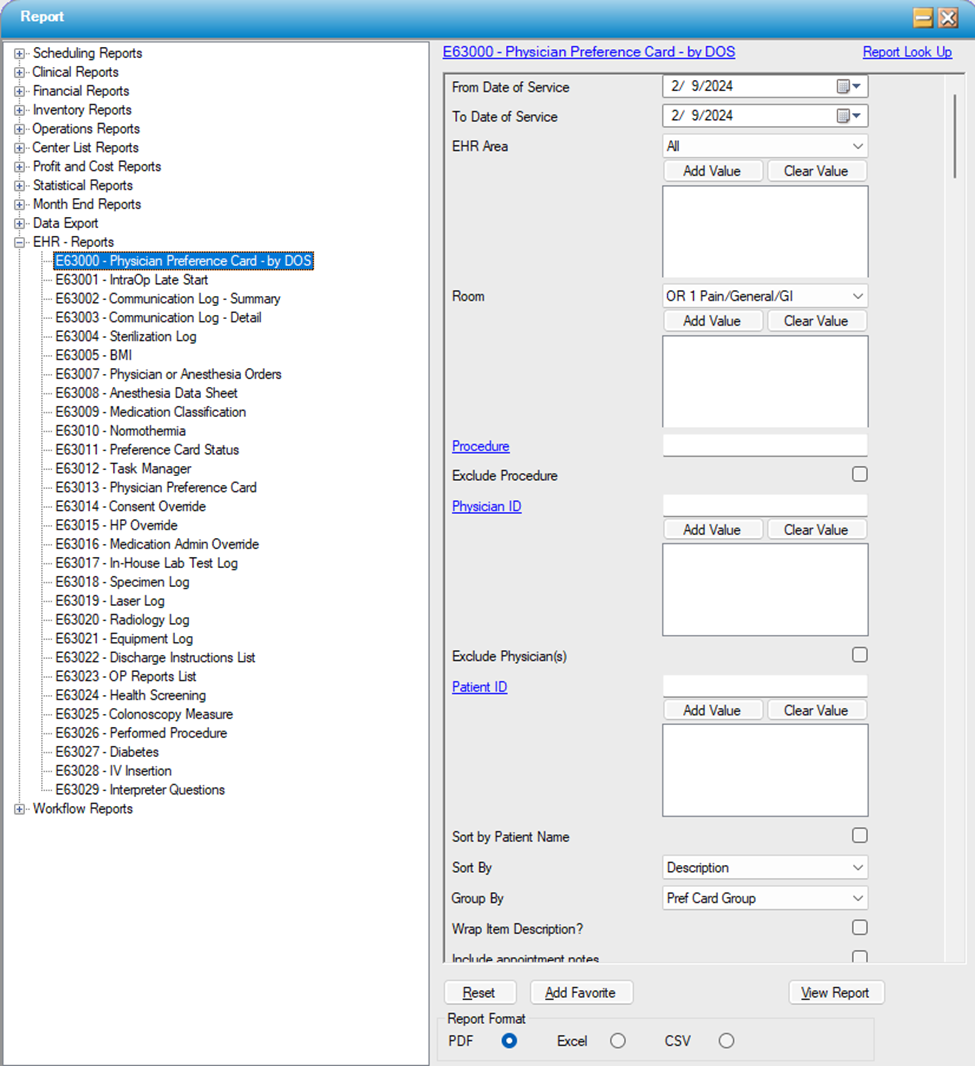 E63000 - Physician Preference Card By DOS