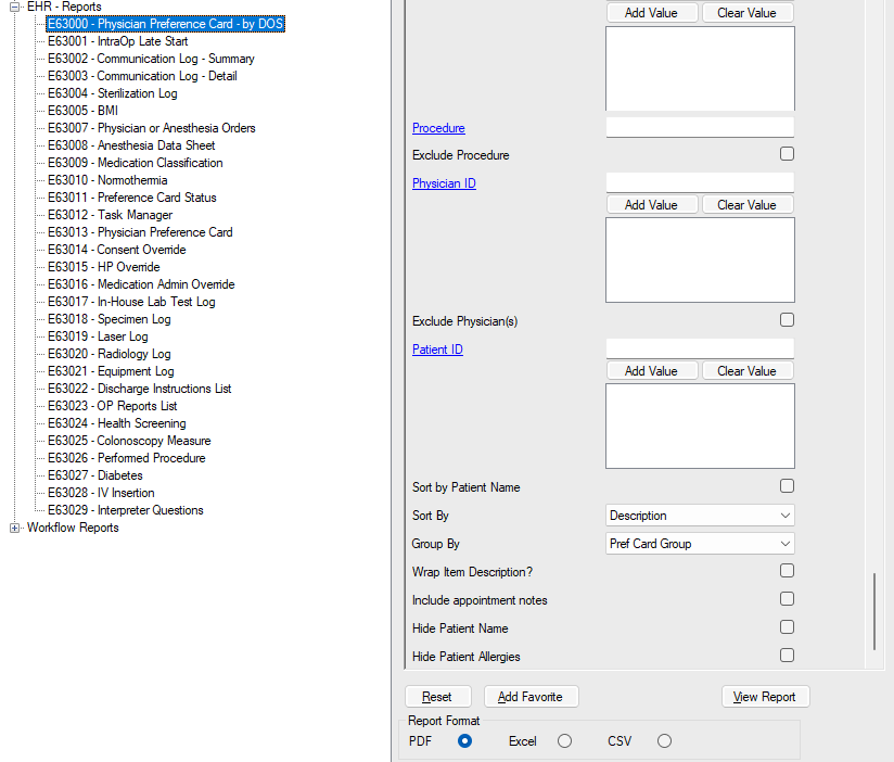 E63000 - Physician Preference Card By DOS